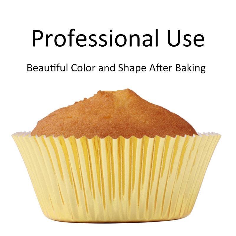 Gifbera Standard Gold Foil Cupcake Liners 200-Count for Muffins
